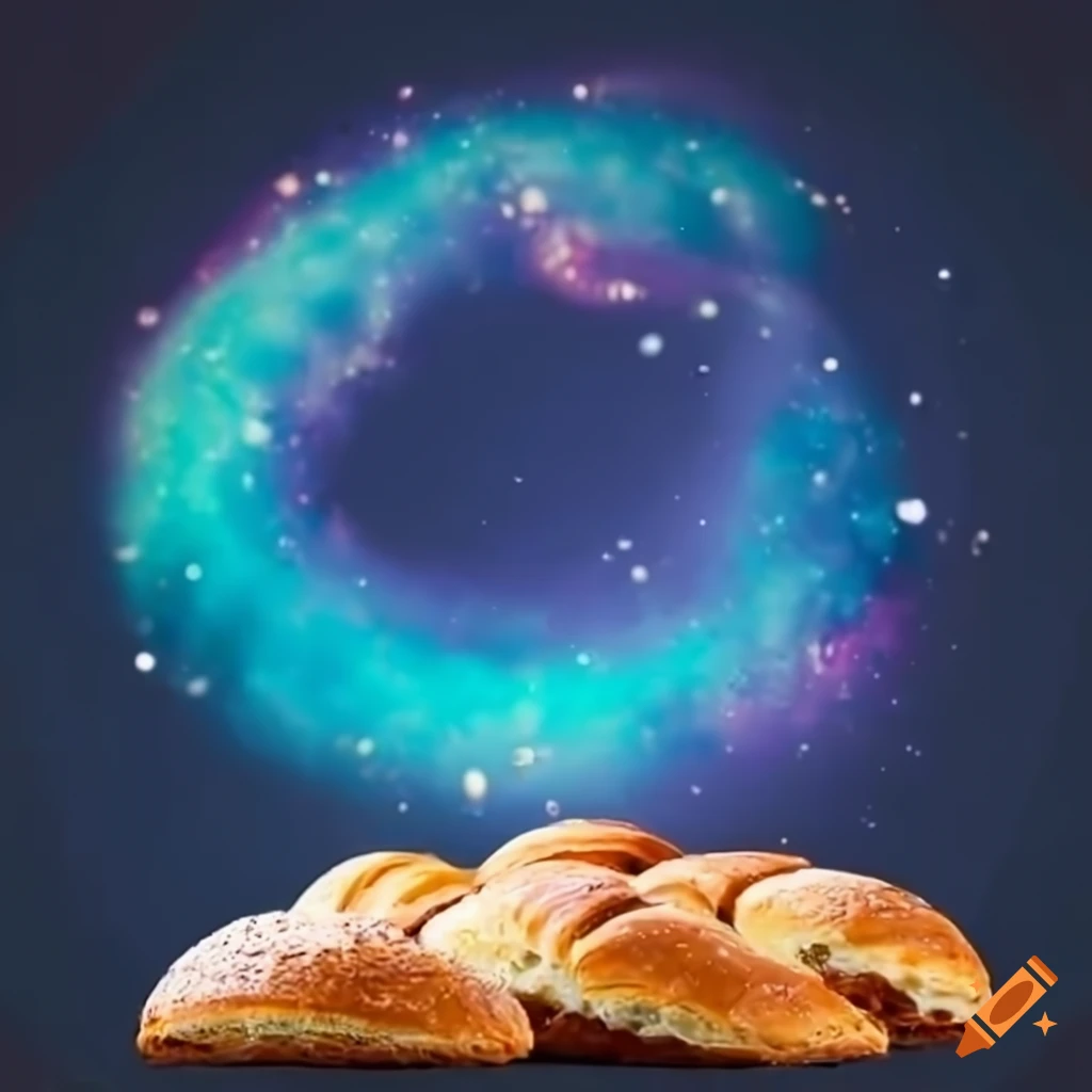Galaxy made of bread and pastries on Craiyon