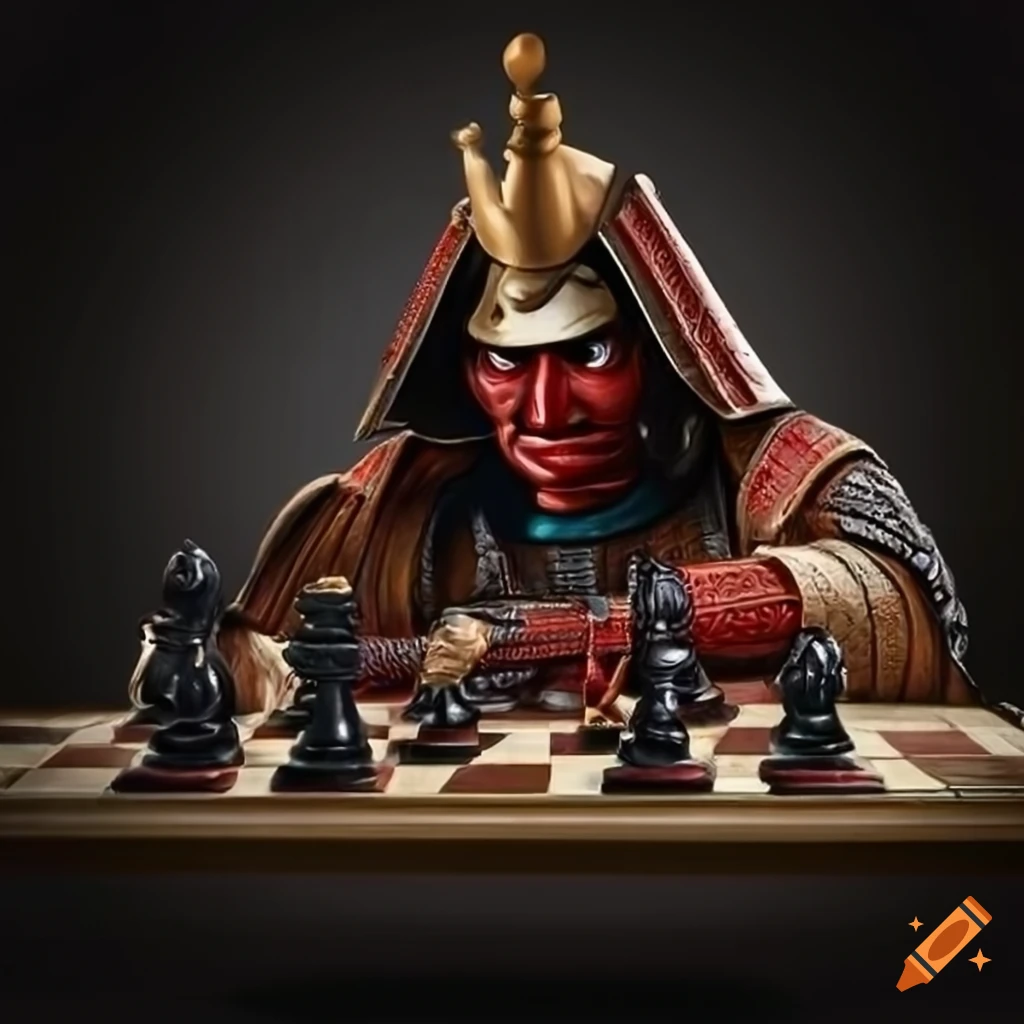 Samurai playing chess on Craiyon