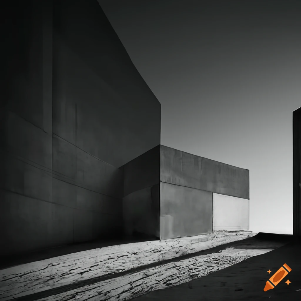 Secluded minimalistic architecture in monochrome on Craiyon