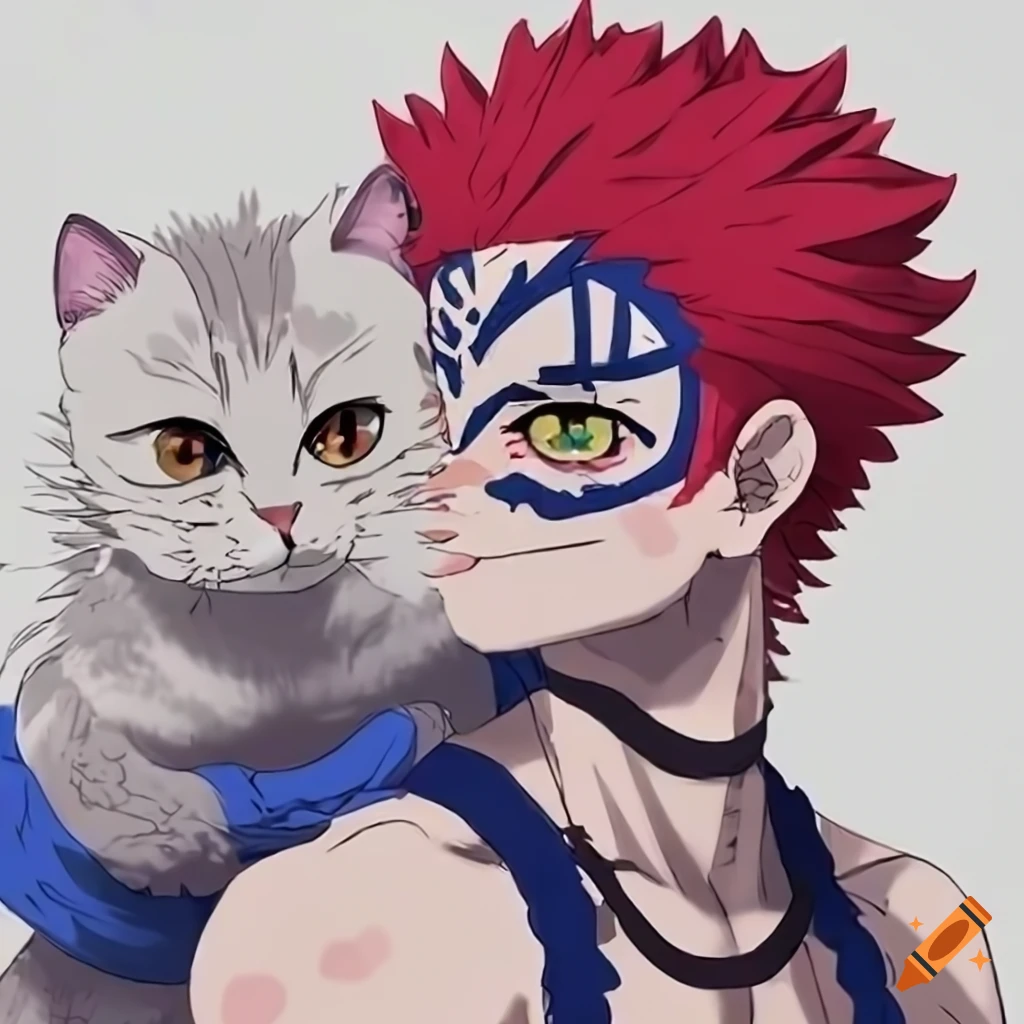 Akaza and a cat fusion artwork on Craiyon