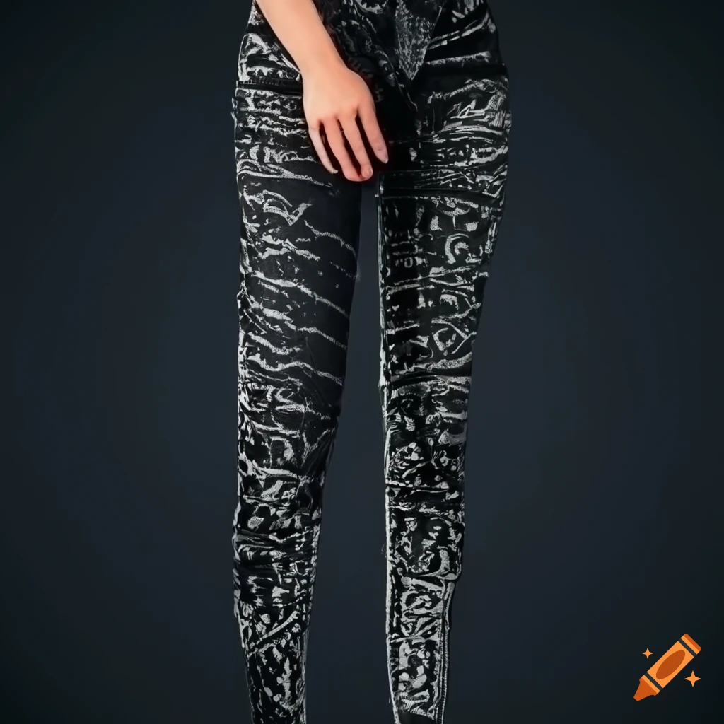 Black and white pattern jeans on Craiyon