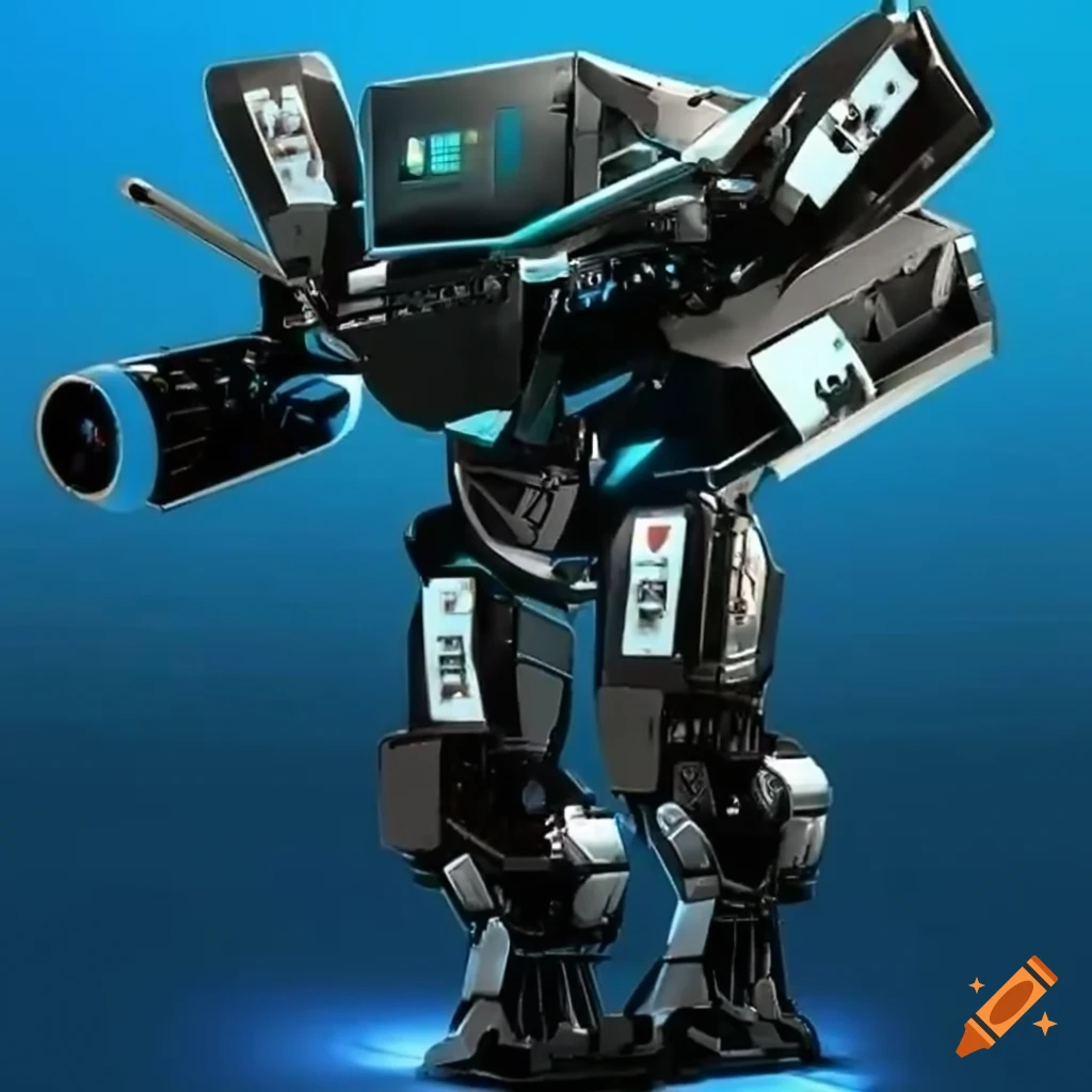 Arcade machine with mech-like robotic limbs and appearance on Craiyon