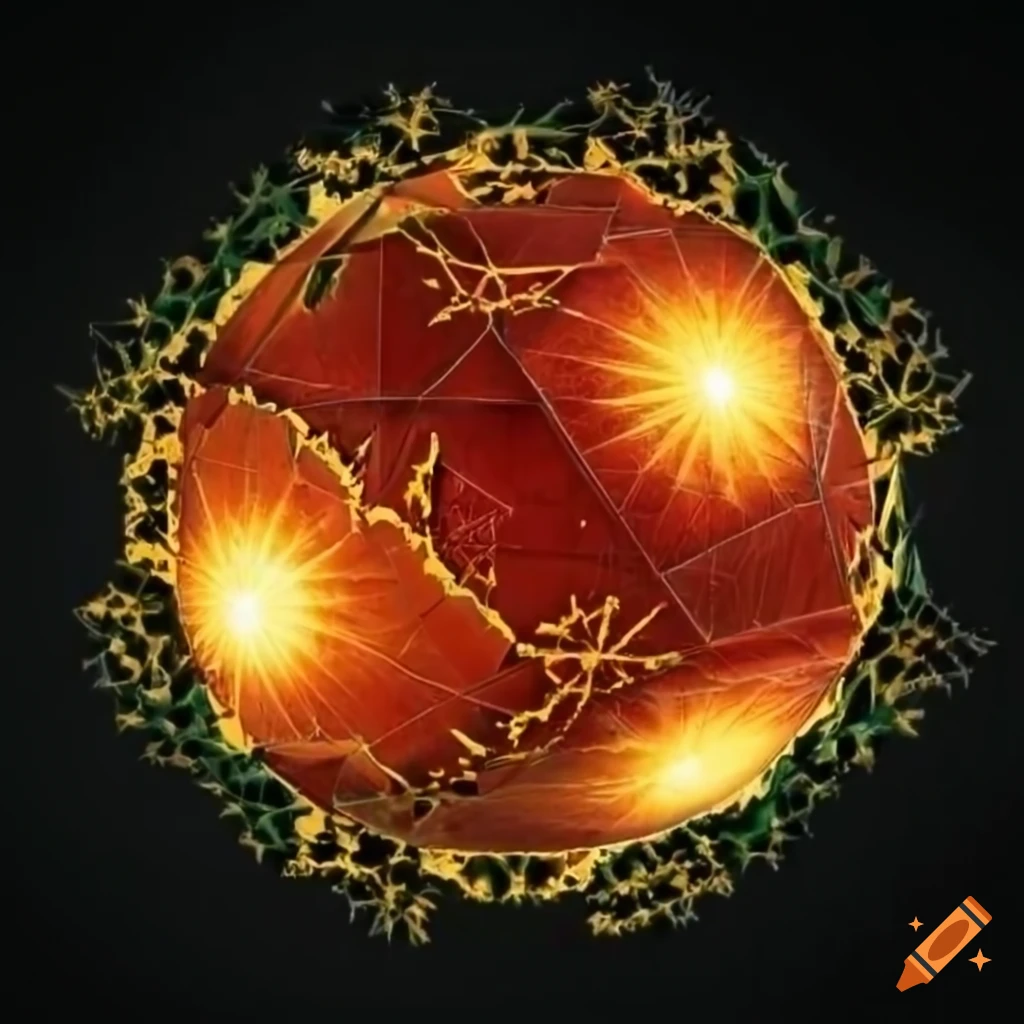 Surreal origami Pluto-like planet inspired by Escher and Haeckel on Craiyon