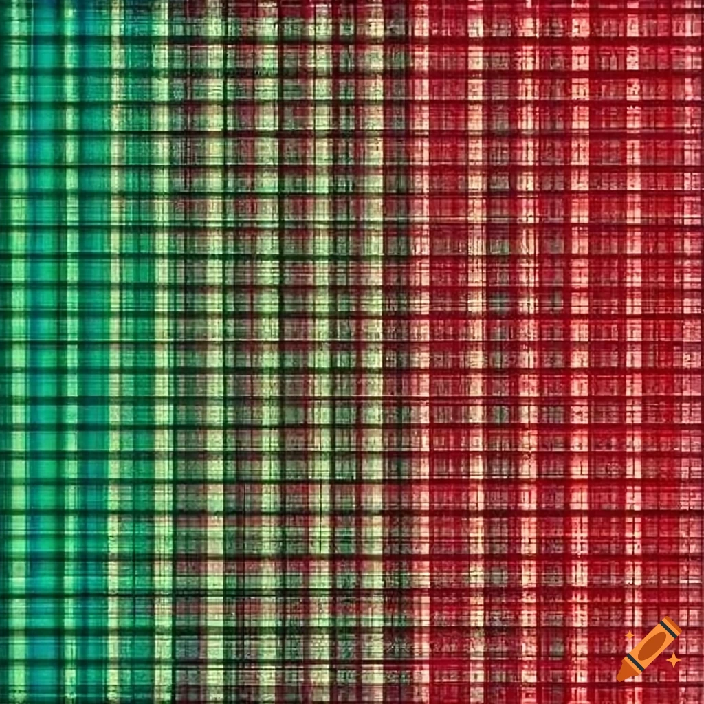 Colorful grid of small squares transitioning from green to red on Craiyon