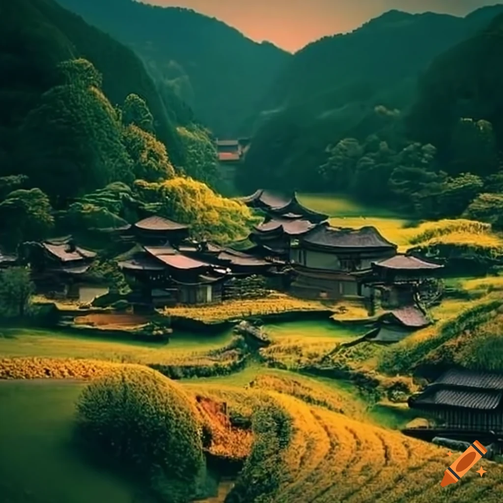 Japanese countryside landscape on Craiyon