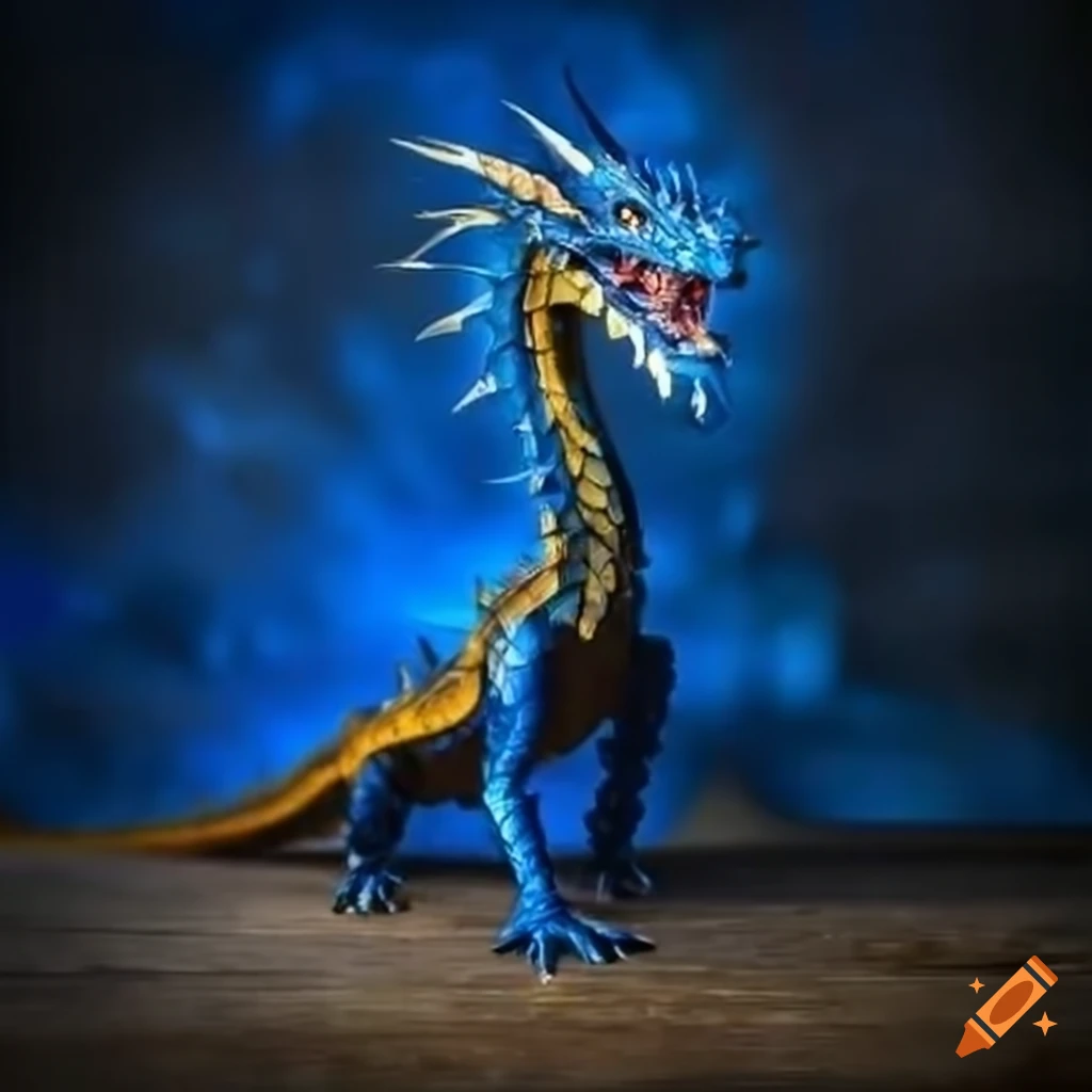 Dragon leader in blue and gold with a powerful and fierce presence on ...