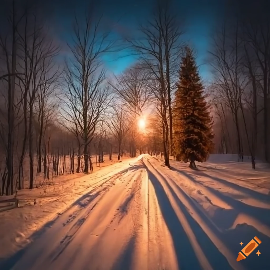 Farm lane in a winter setting on Craiyon