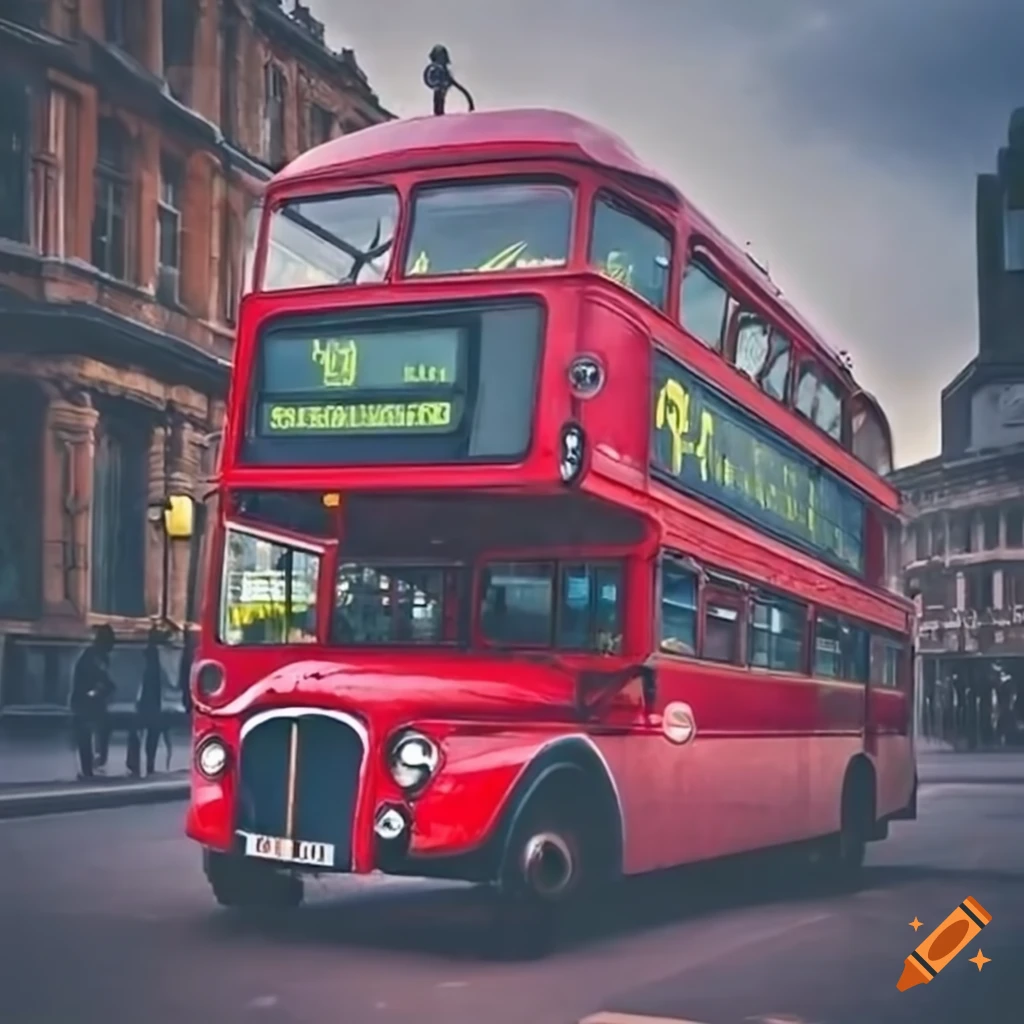 Red bus on the streets of london on Craiyon