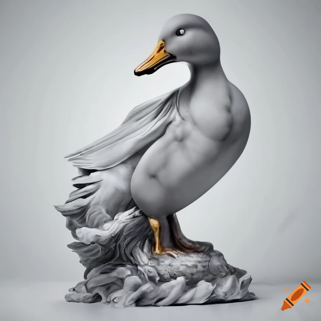 Duck statue with Poseidon body in white marble on Craiyon