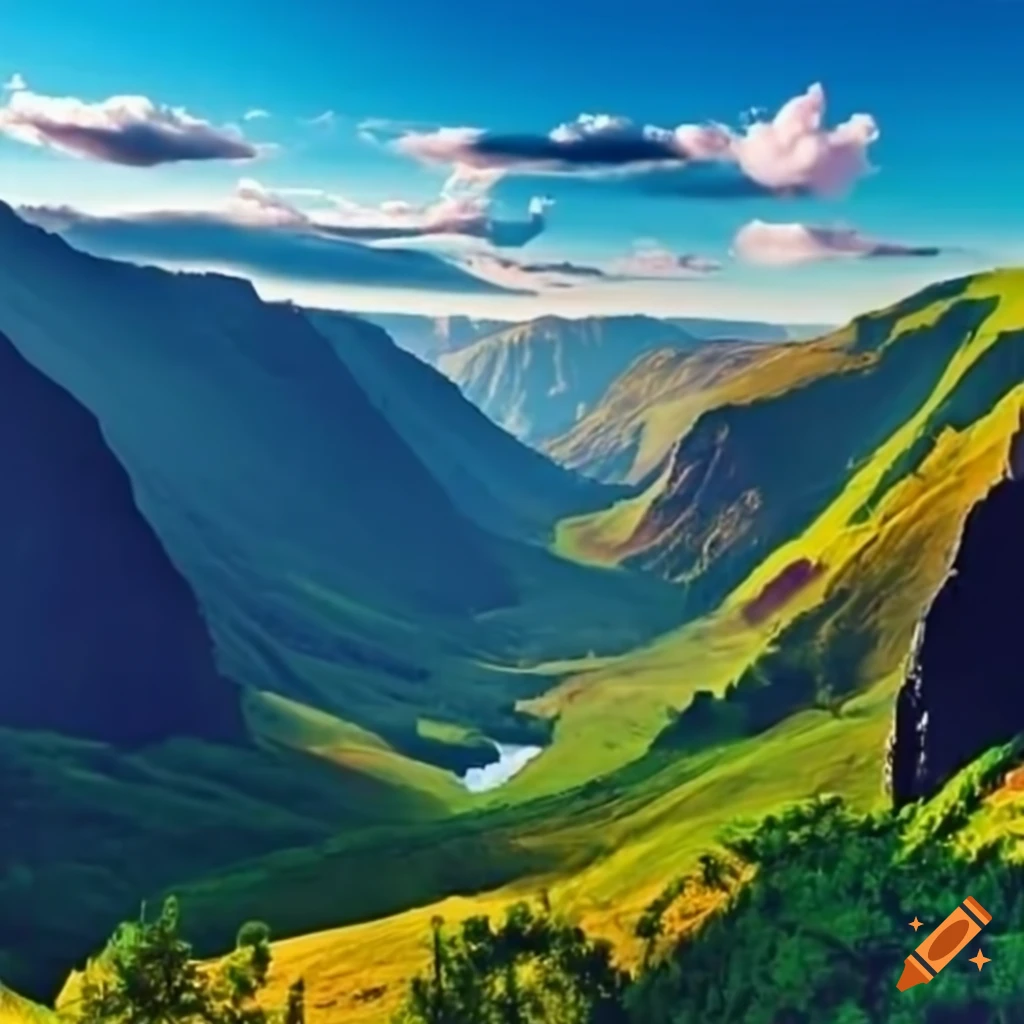 Valley landscape on Craiyon