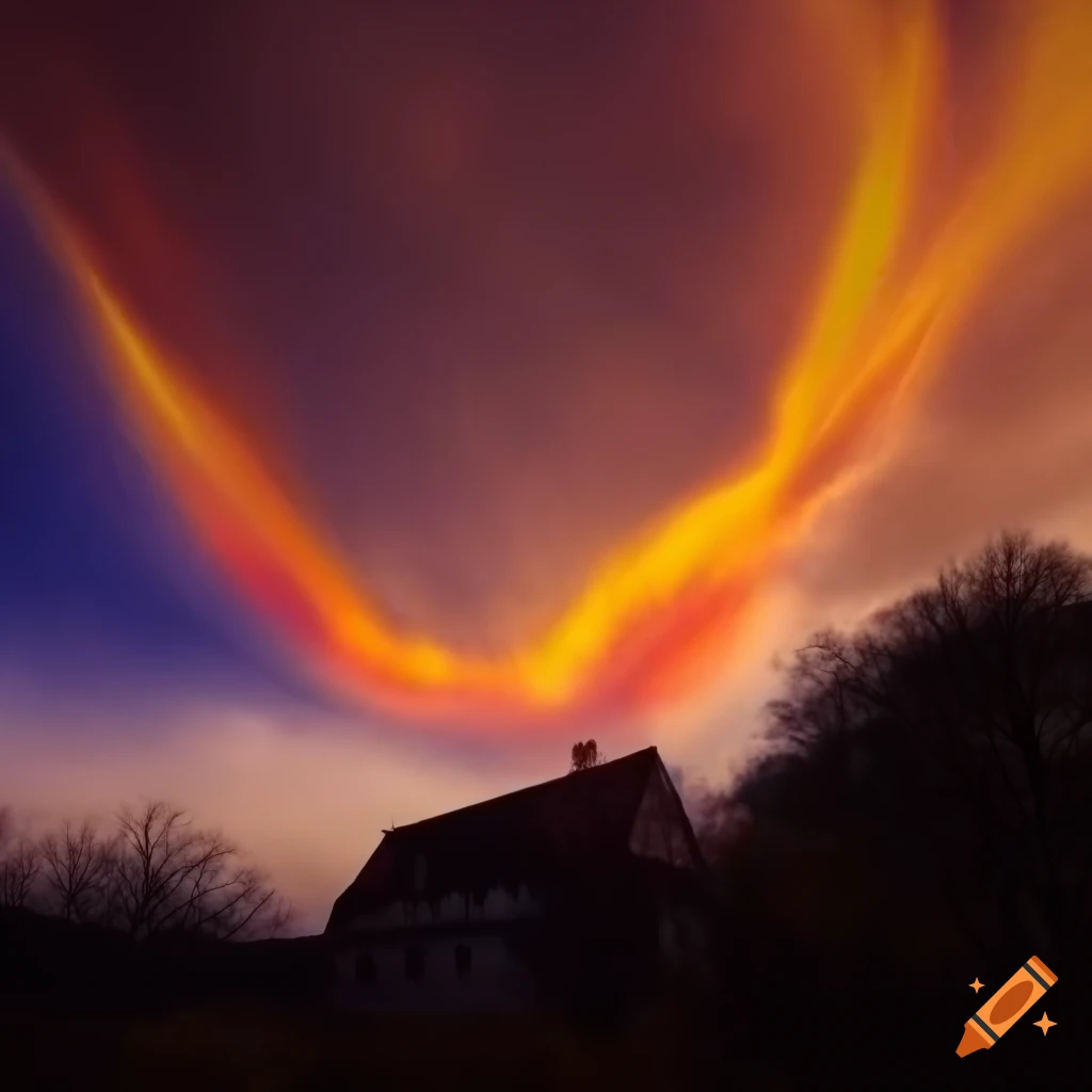 Strange light in dark autumn sky on Craiyon