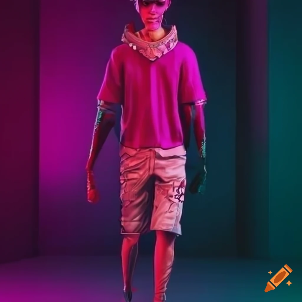 Retro cyberpunk preppy guy in full body shot on Craiyon