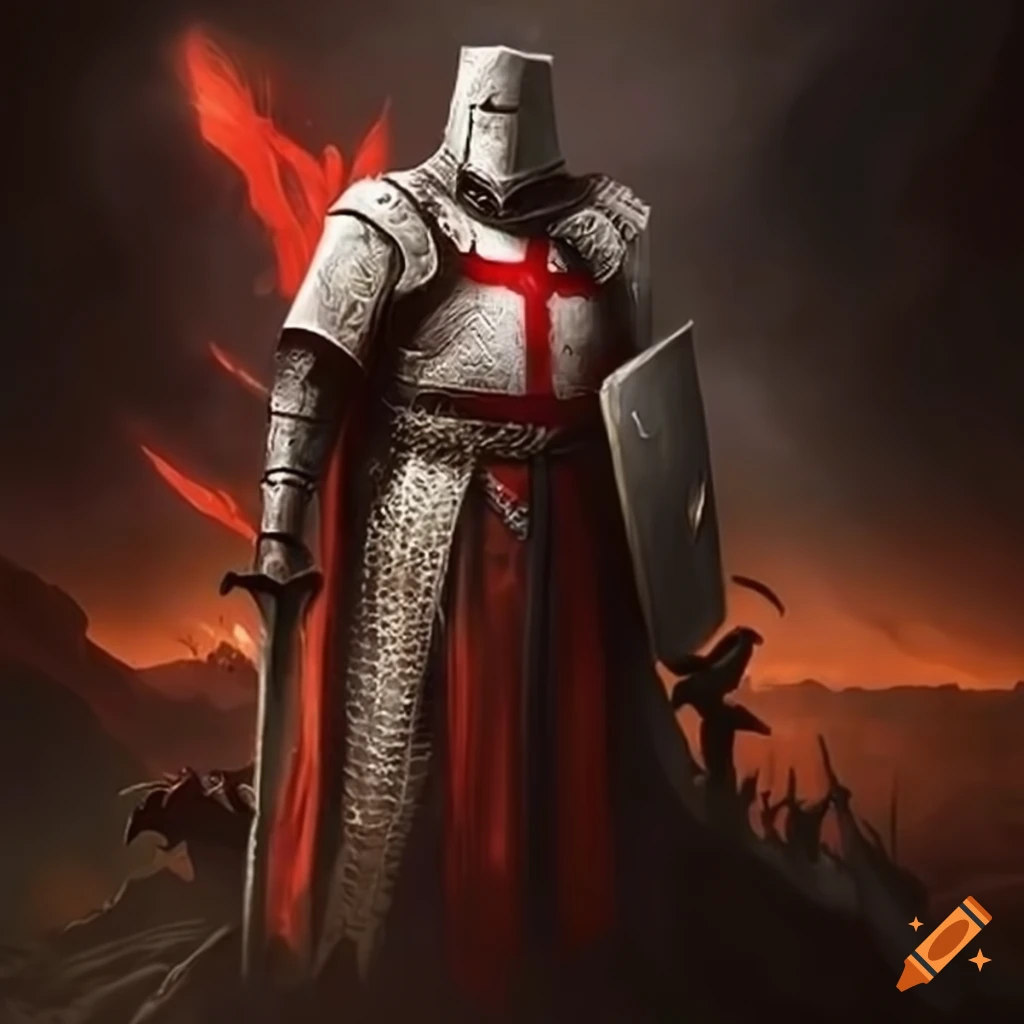 Knights templar slaying evil serpent on Craiyon