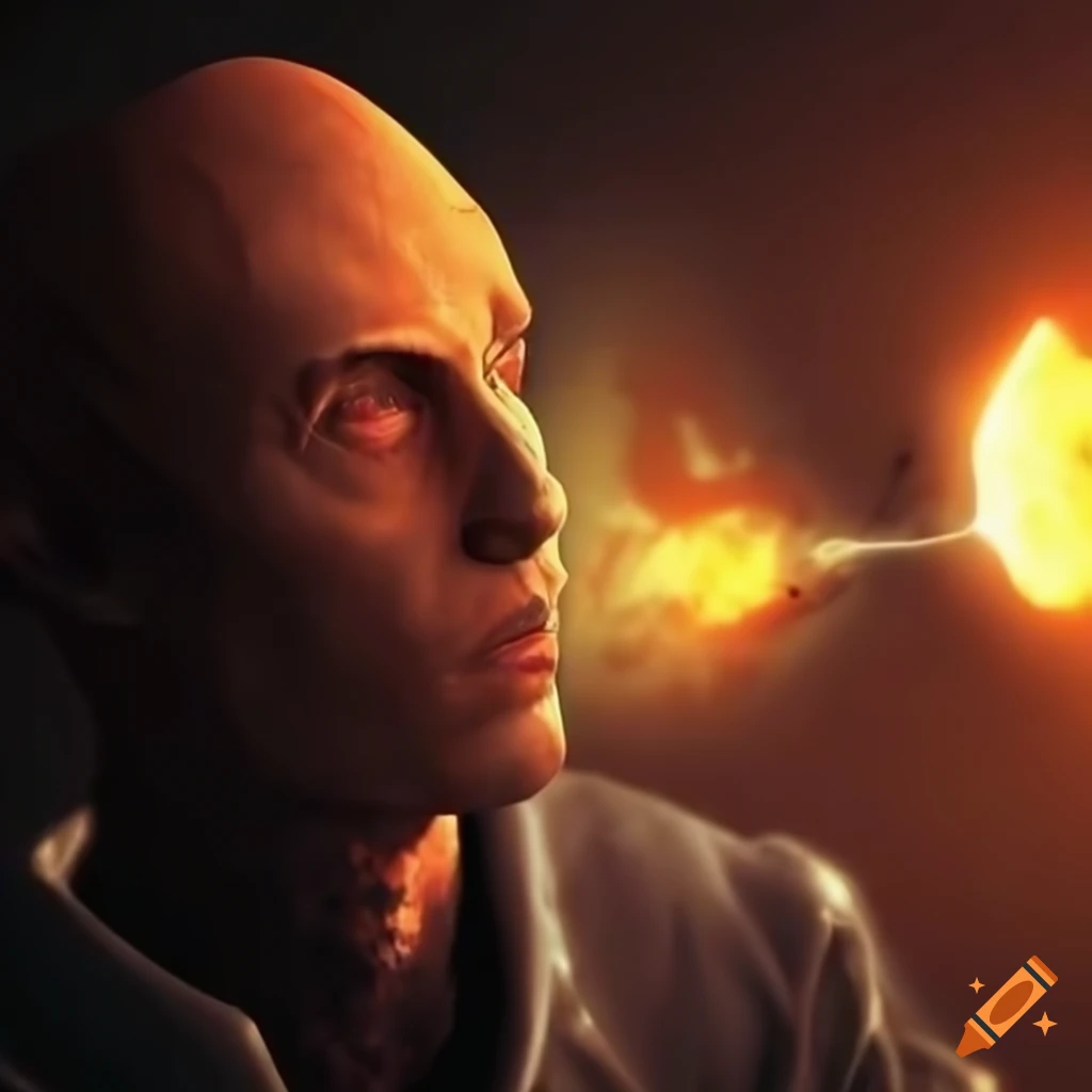 Scientist in a dramatic nuclear laboratory spill with realistic ...