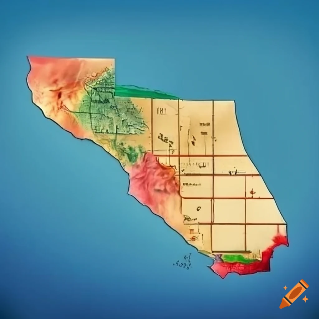 Map of central california from camarillo to monterey including channel ...