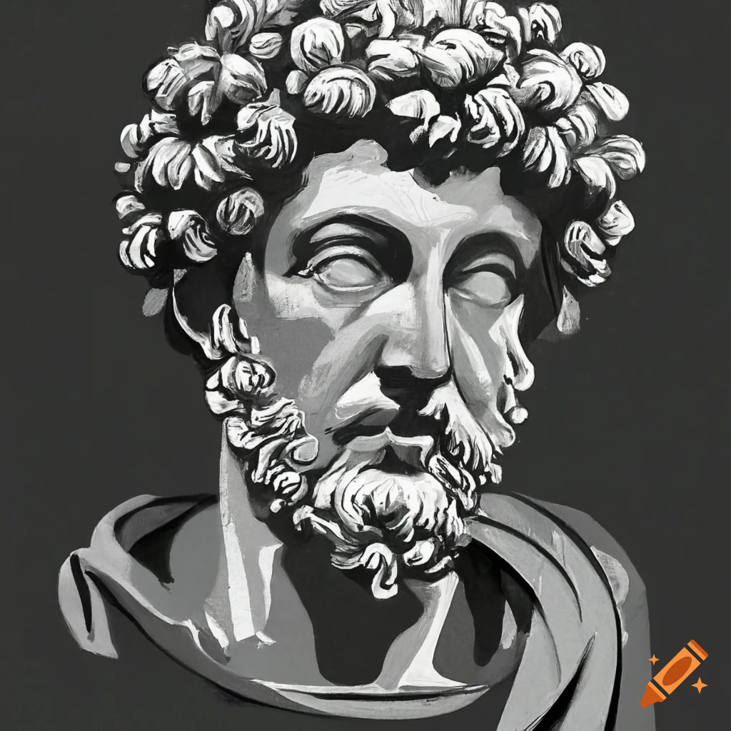 Sketch of marcus aurelius in charcoal on paper on Craiyon