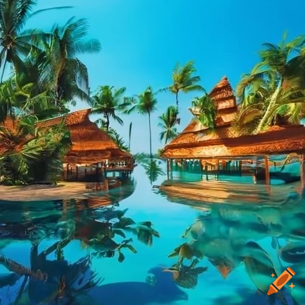 Exotic vacation resort on Craiyon