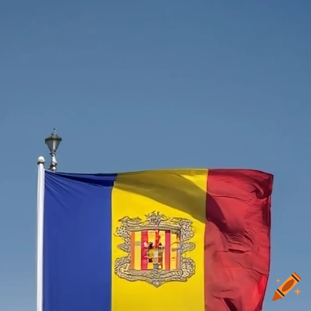Flag of Andorra with vertical tricolour of blue, yellow, and red on Craiyon