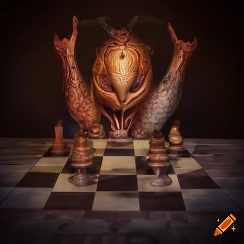 Mystical creature playing chess on Craiyon