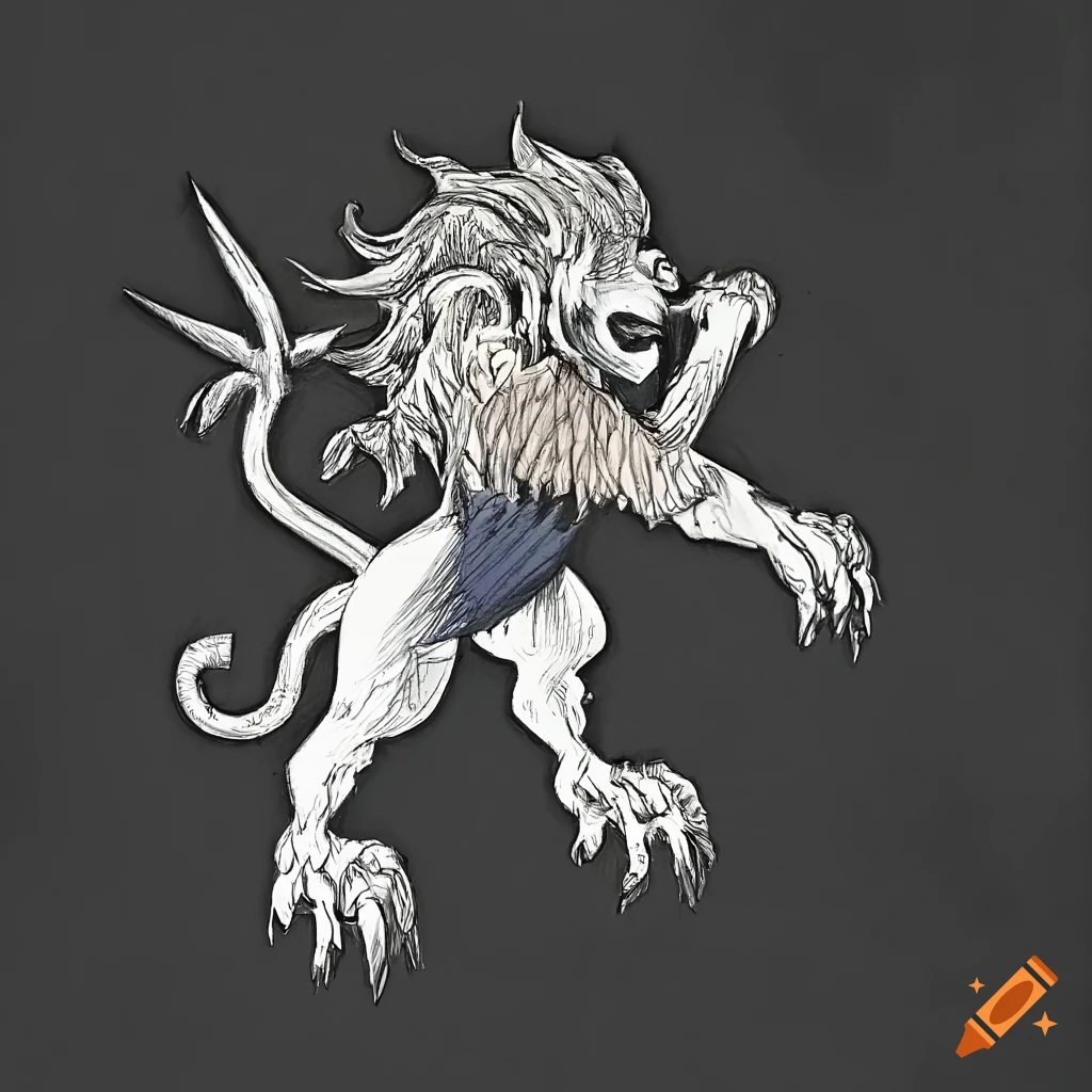 Heraldry crest side view demon lion in final fantasy style on Craiyon