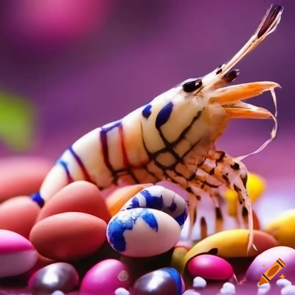 Tiger shrimp with chocolate mini eggs on Craiyon