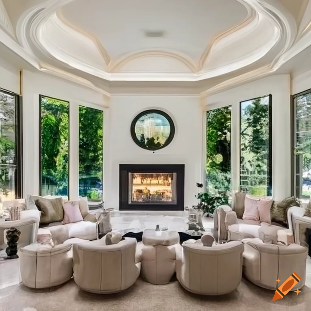 Spacious open living room with ultra-high ceilings in a California ...