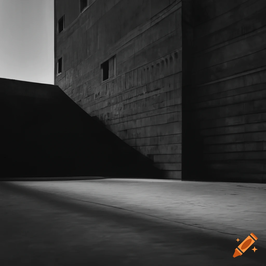 Secluded minimalistic architecture in monochrome on Craiyon