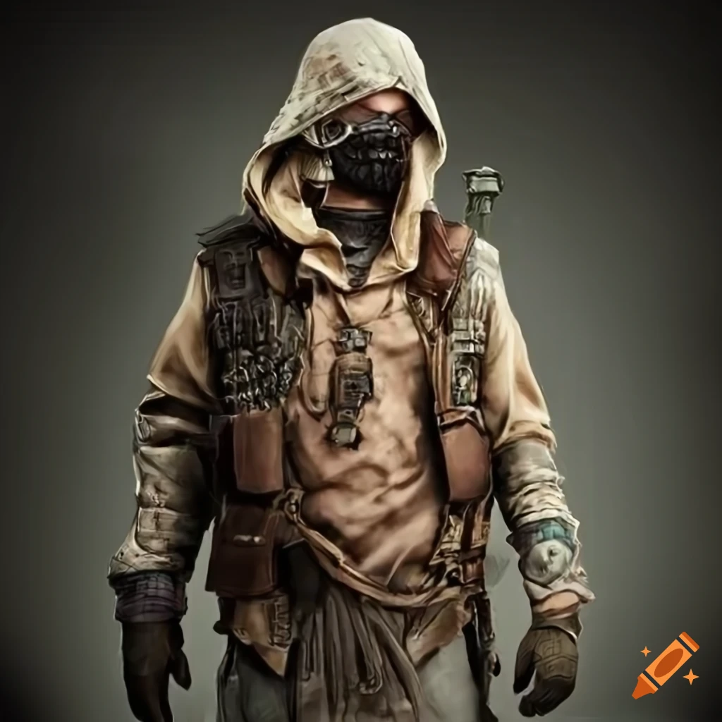 Masculine man in a post-apocalyptic setting on Craiyon