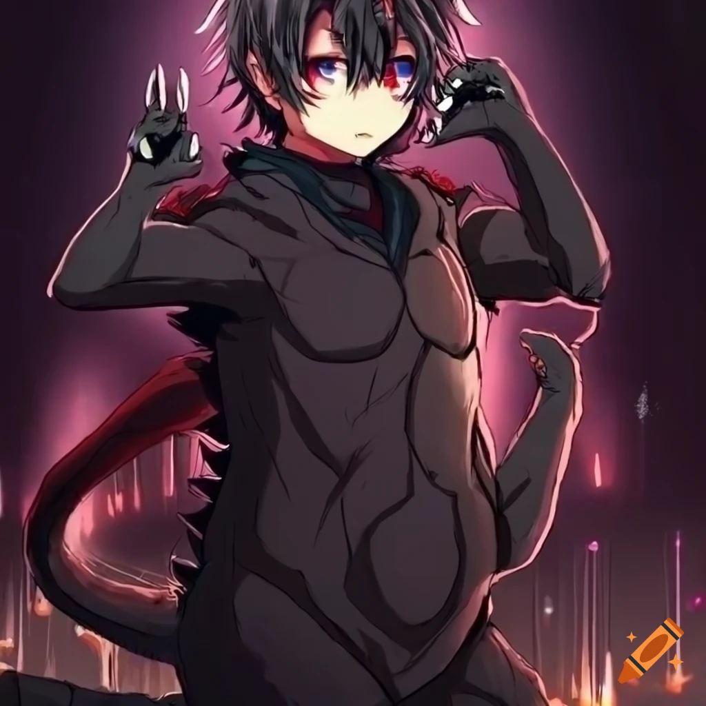 Cute anime boy portraying godzilla on Craiyon