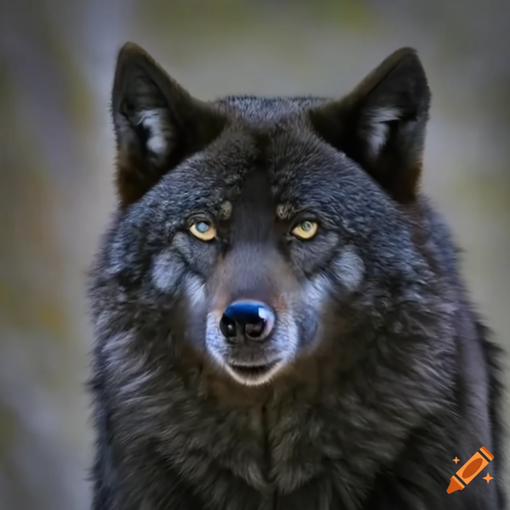 Black wolf flanked by white wolves on Craiyon
