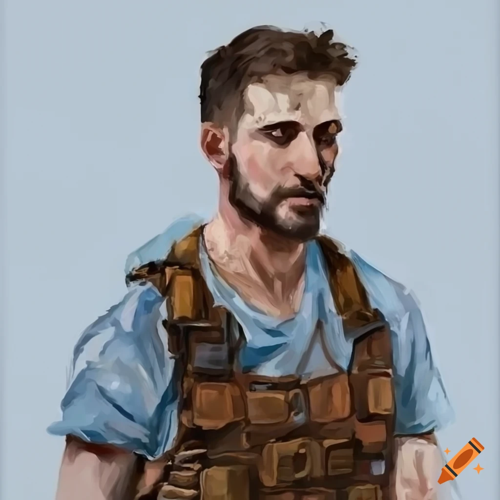 Oil painting of a proud engineer with a 'number 1 best dad' shirt on ...