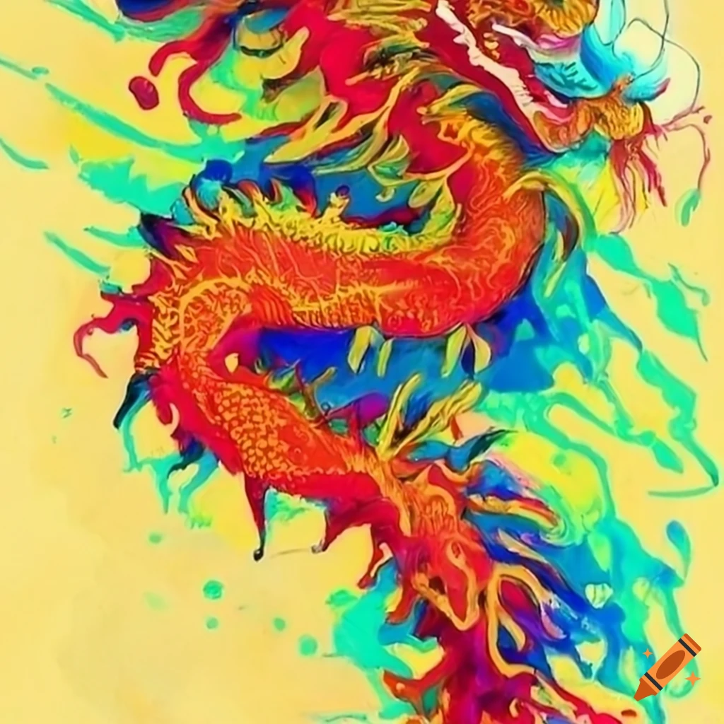 Acrylic painting of a chinese dragon on Craiyon