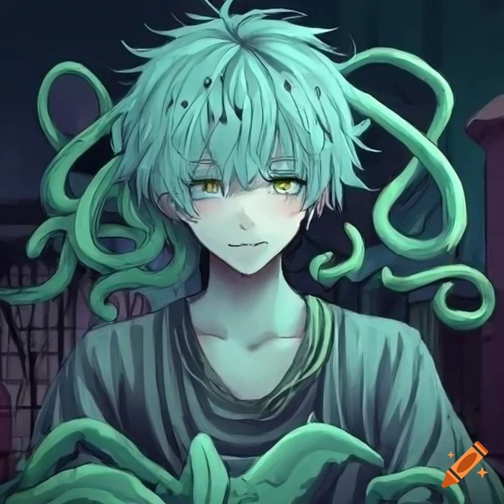 Cute anime boy with a cthulhu theme on Craiyon