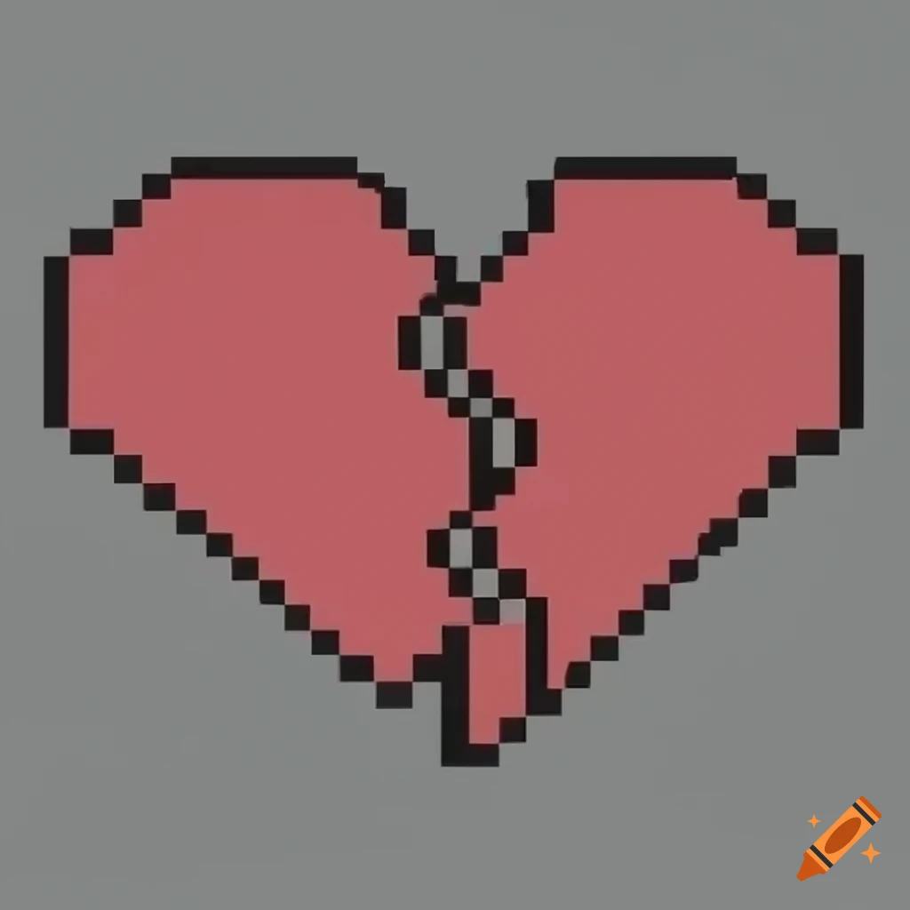 8-bit broken heart illustration on Craiyon