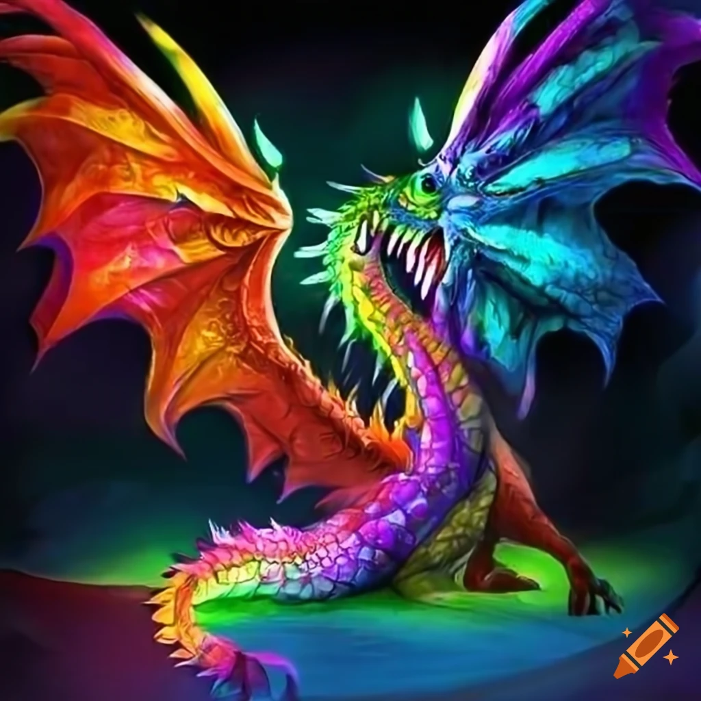 Colorful dragon illustration on Craiyon