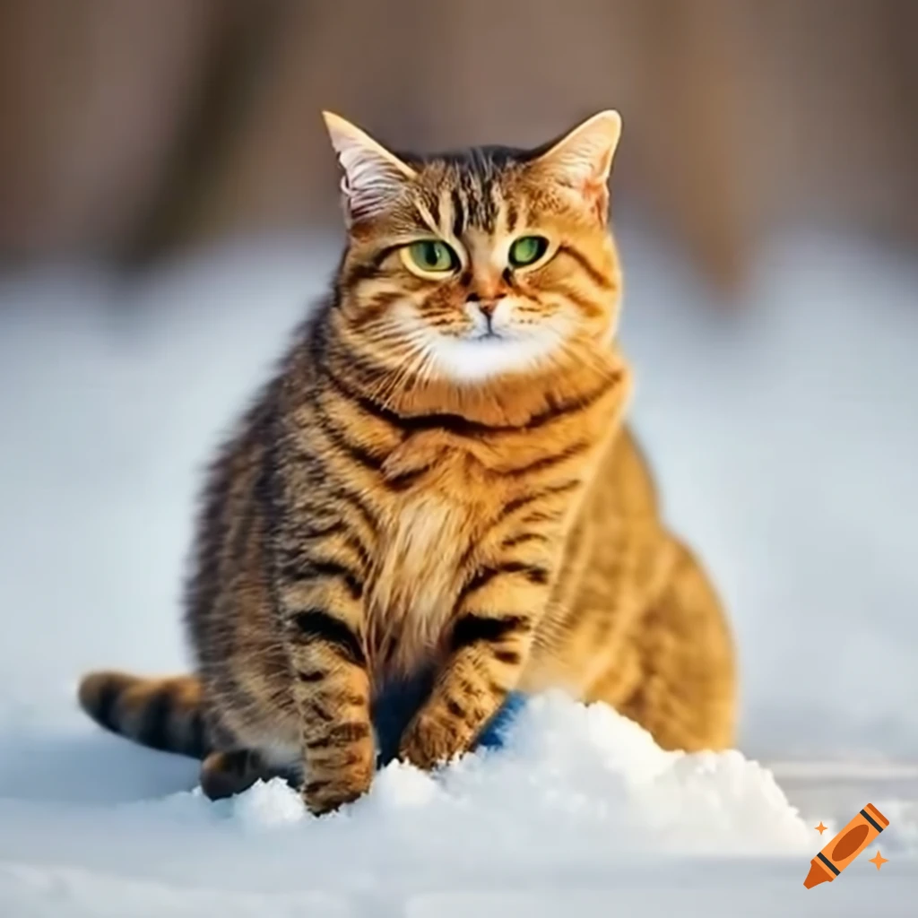 Cat eating yellow snow on Craiyon