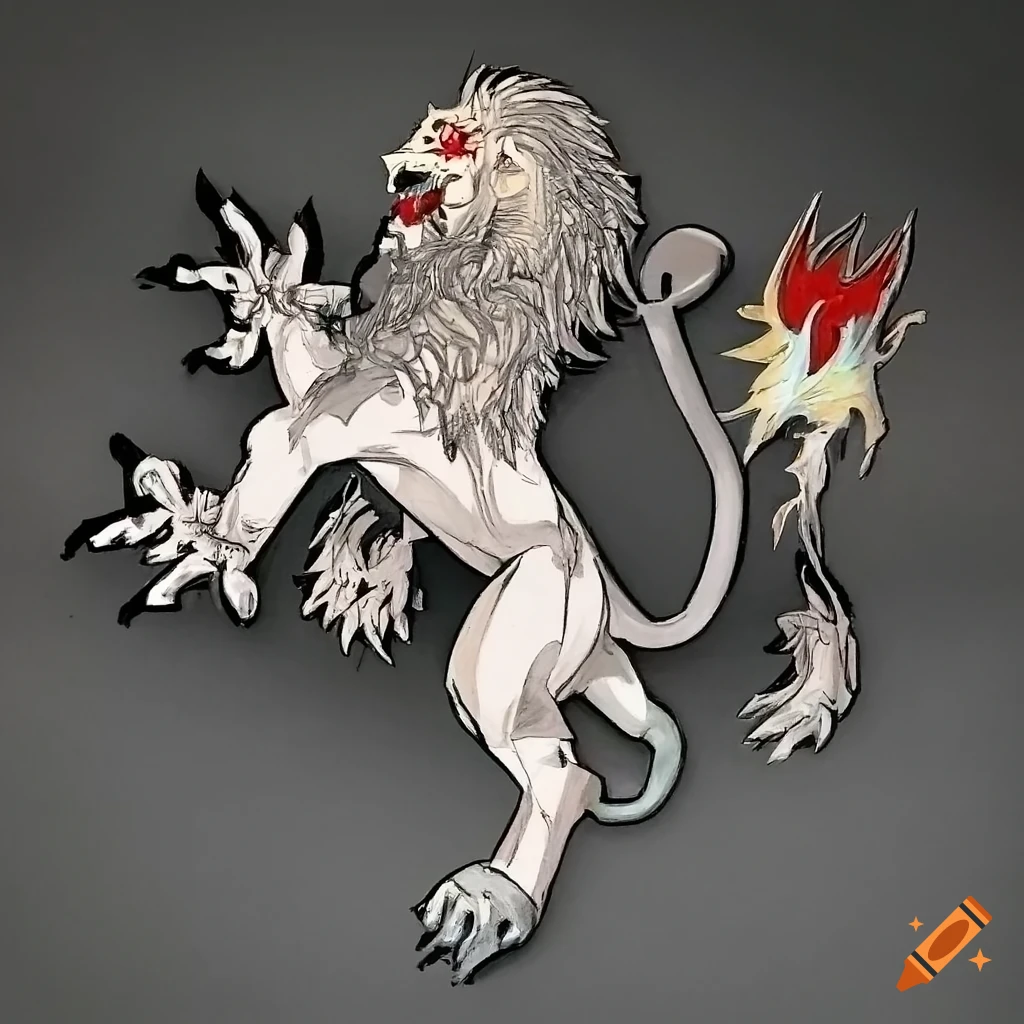 Heraldry crest side view demon lion in final fantasy style on Craiyon