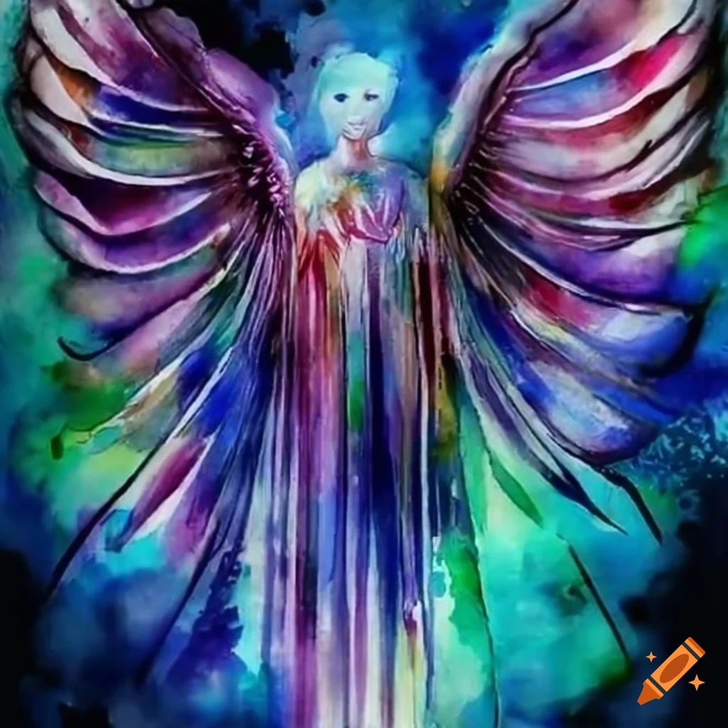 Biblically accurate angel with glowing eyes on Craiyon