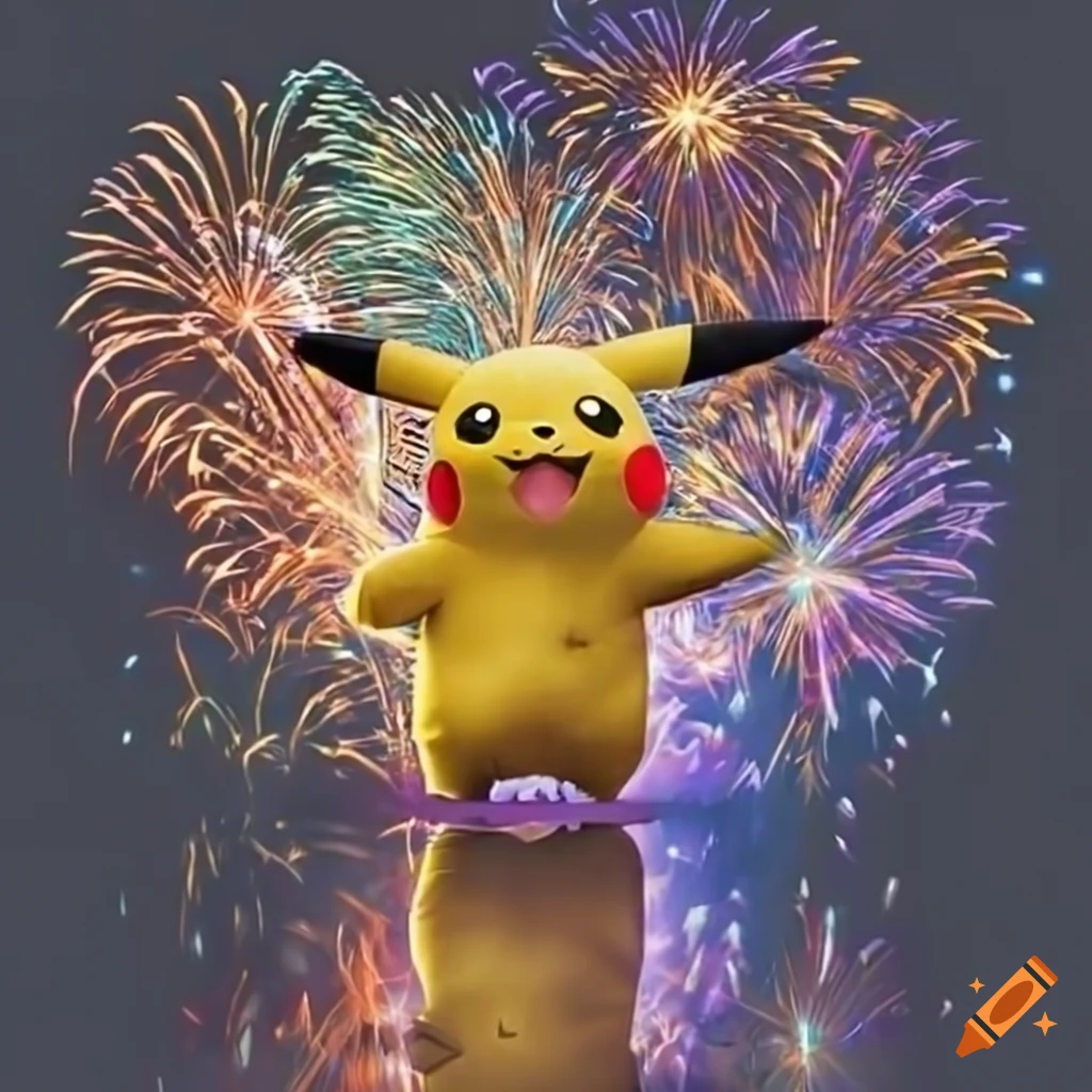 Pikachu disney fireworks on Craiyon