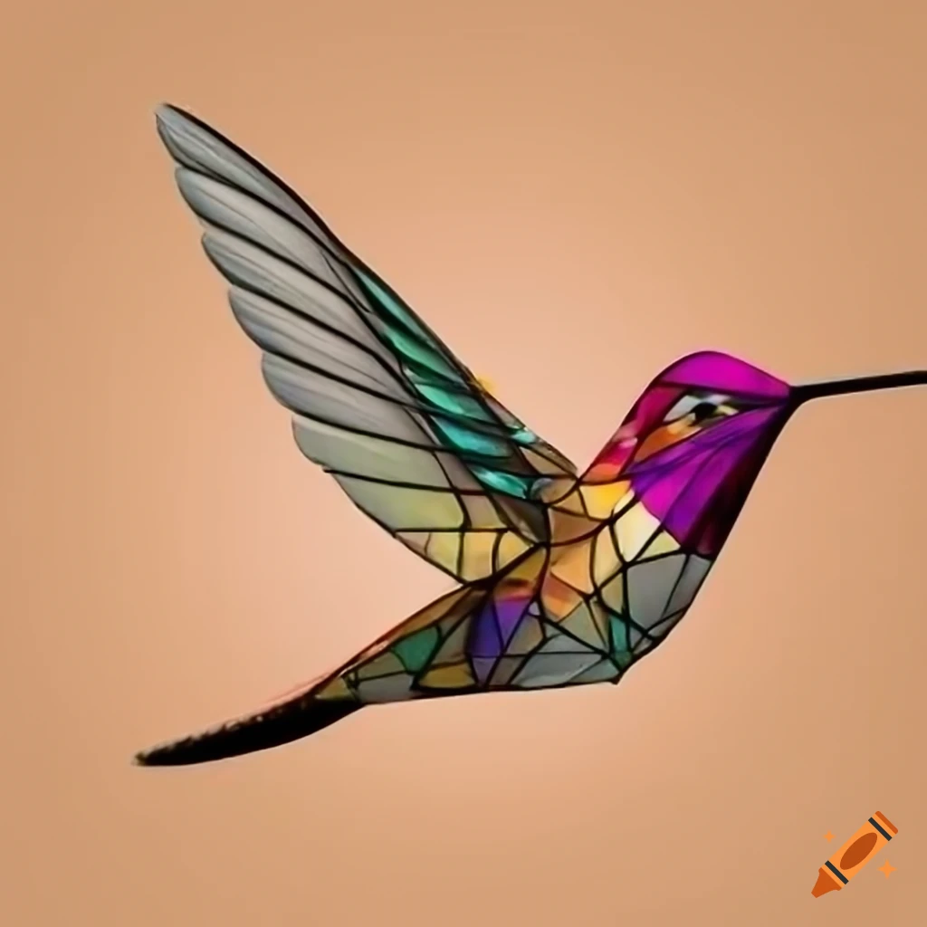 Geometric shaped hummingbird artwork on Craiyon