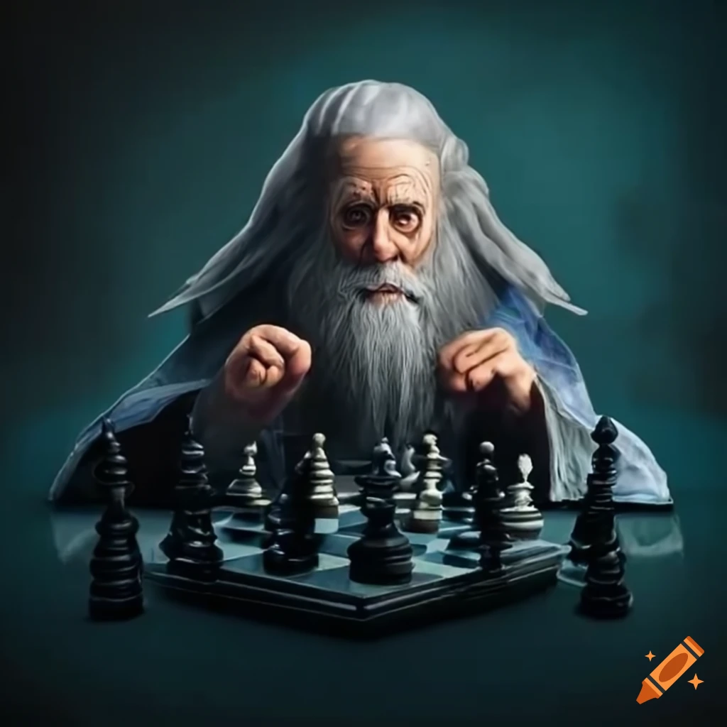 Wizard playing chess on Craiyon
