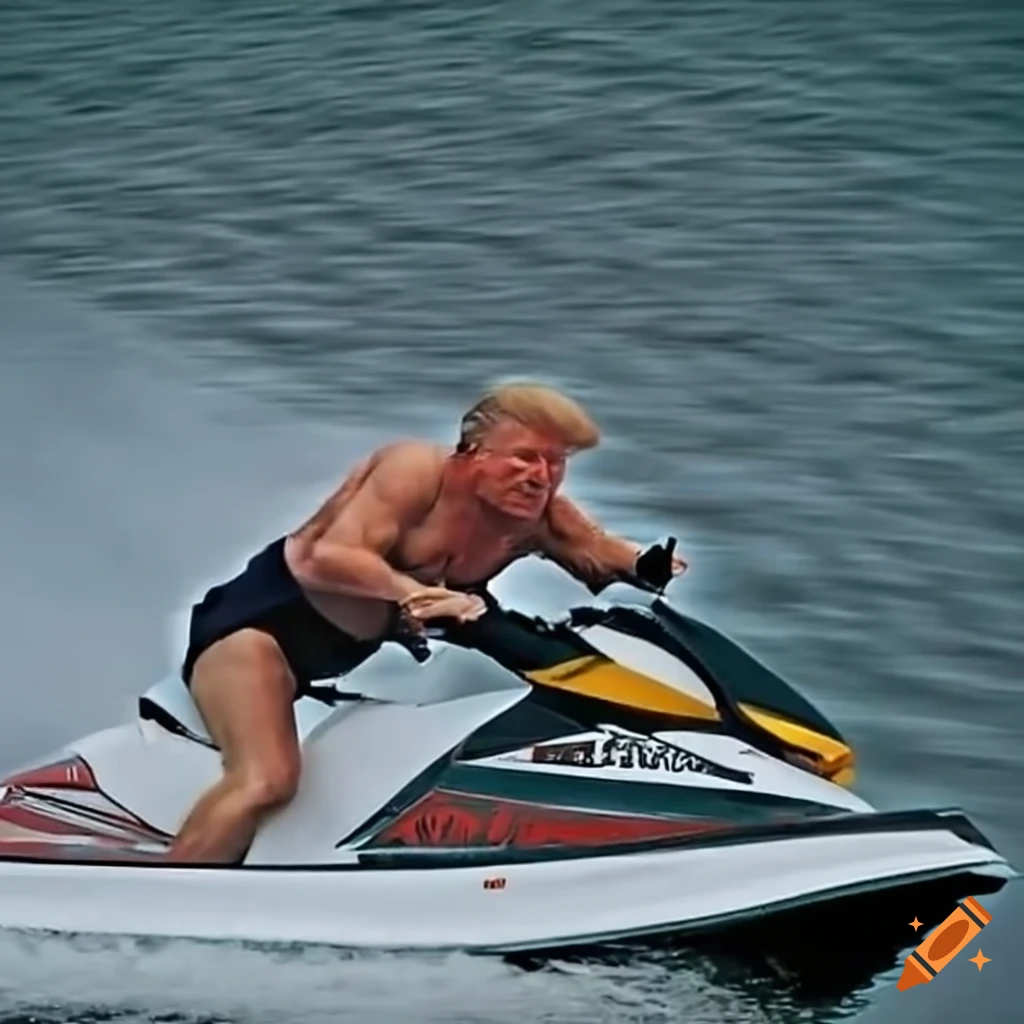 Donald j. trump on a jet ski on Craiyon