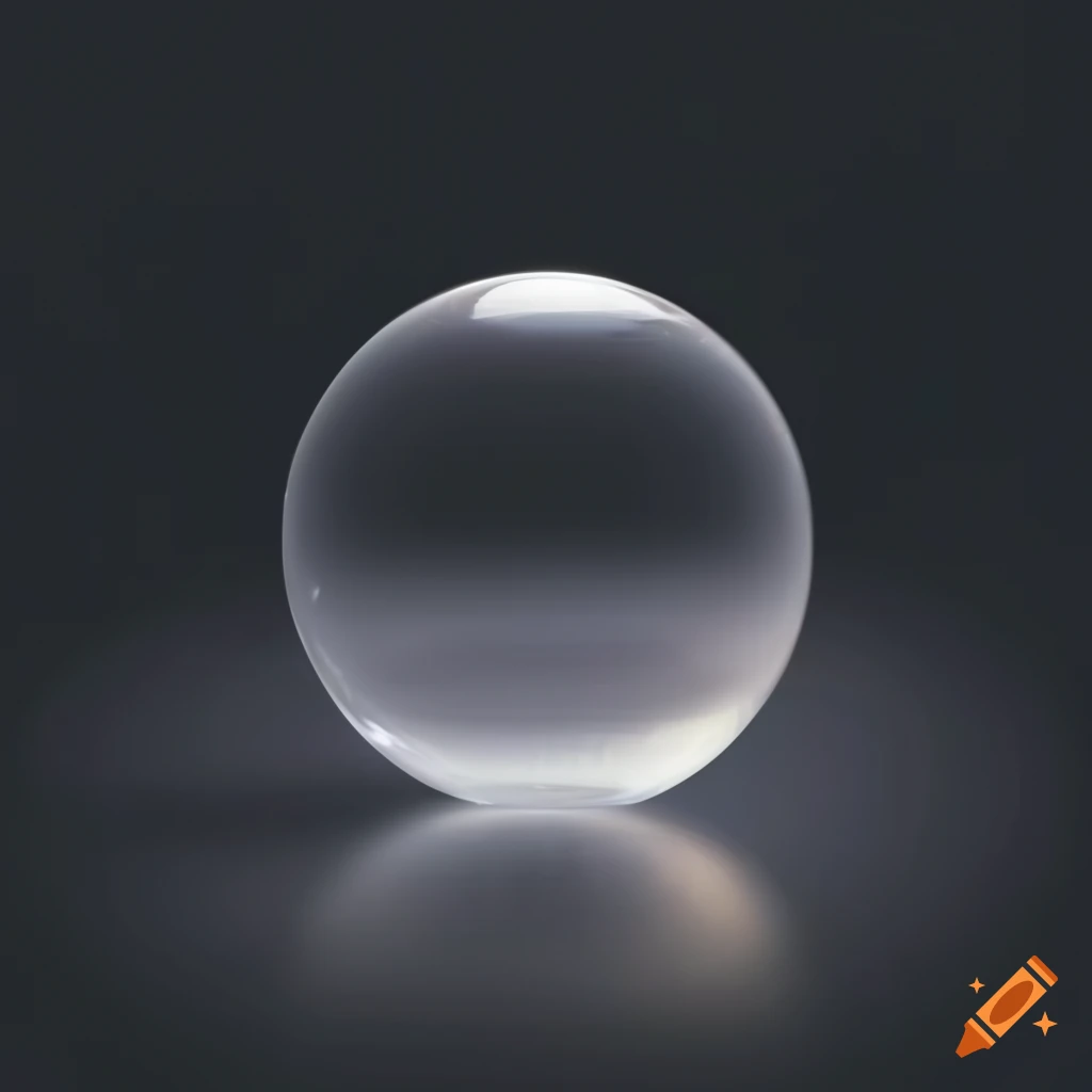 Transparent glass ball on black background with shadow on Craiyon