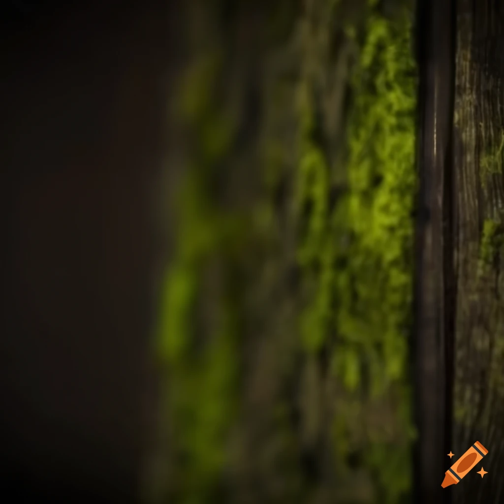 Wooden board wall with dark mossy theme on Craiyon