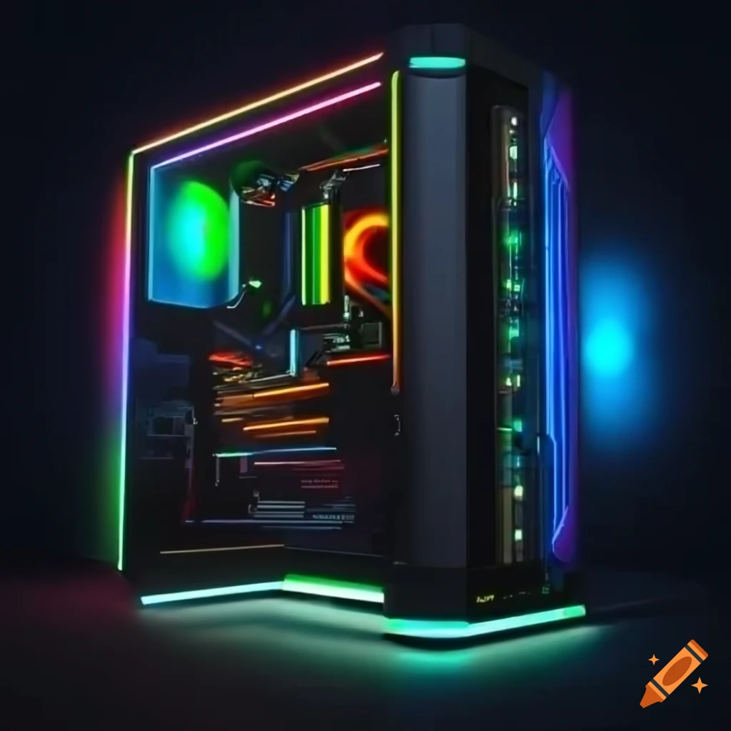 Futuristic high tech rgb pc in 3d render on Craiyon