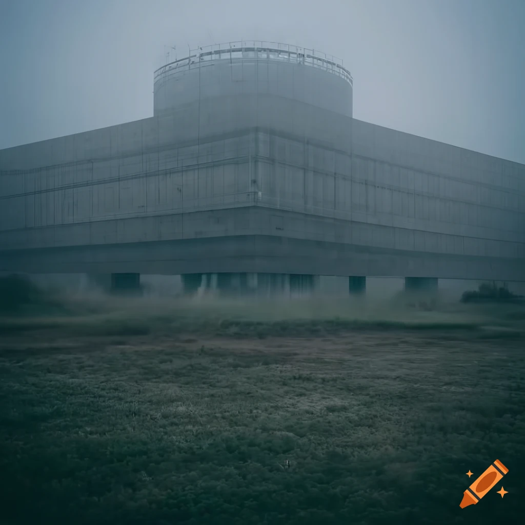 Abandoned secret laboratory structure in foggy forest on Craiyon