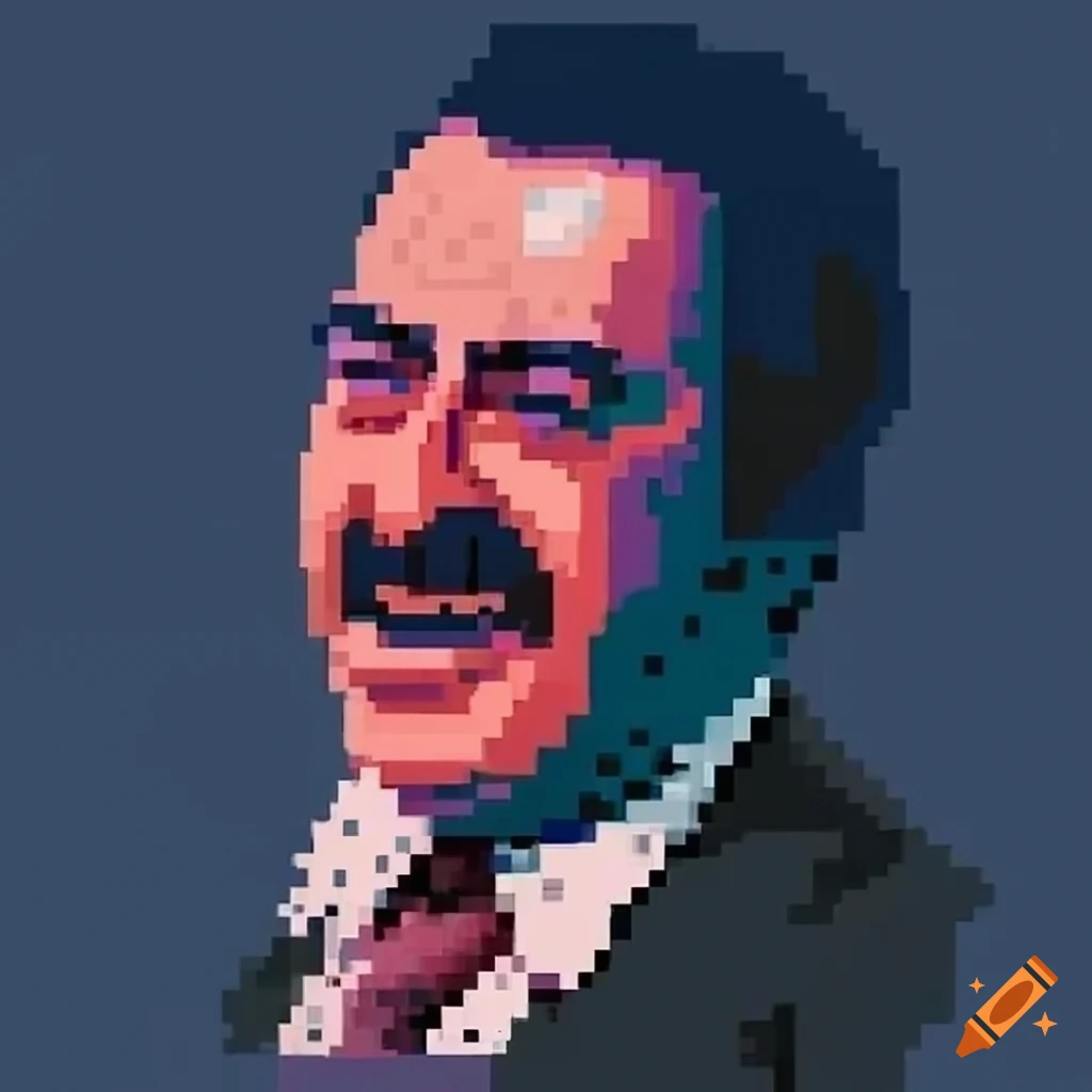 Pixel art of famous singer ibrahim tatlises on Craiyon