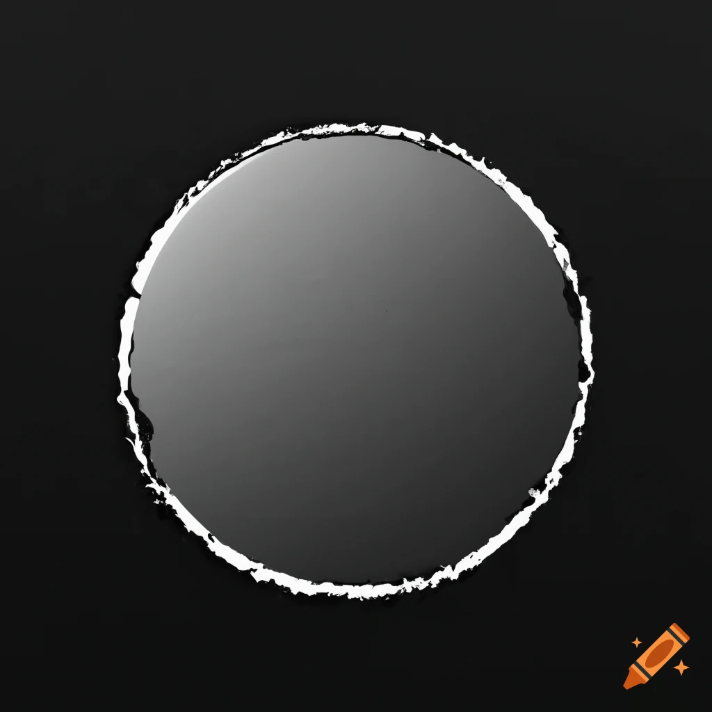 White circle with fine lines on black background with metallic ...