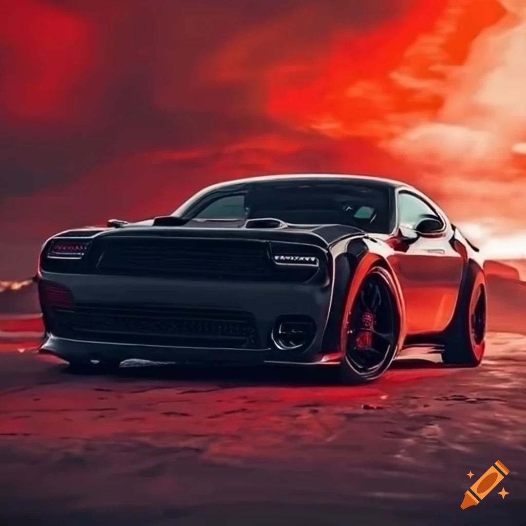 Black and red Dodge Hellcat on Craiyon