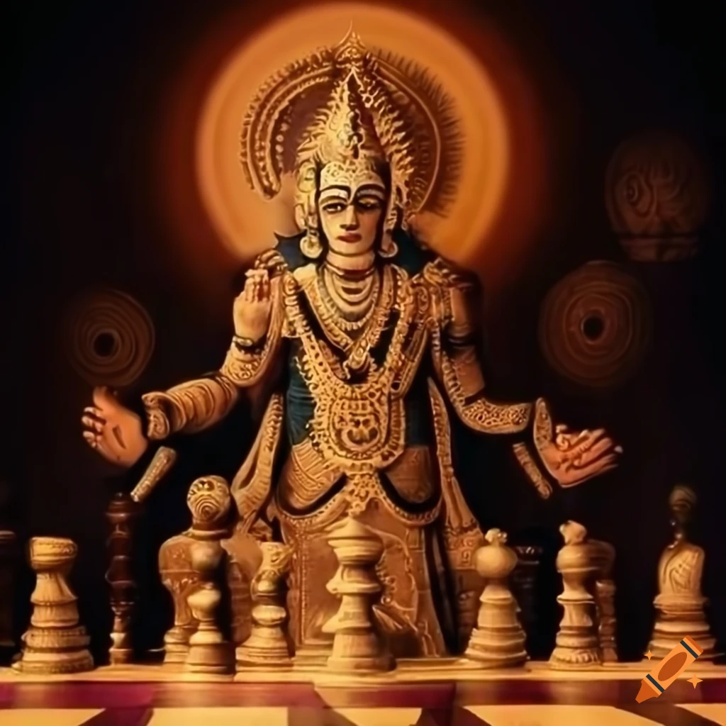 Indian god playing chess on Craiyon